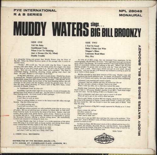 Muddy Waters Muddy Waters Sings The Songs Of Big Bill Broonzy UK vinyl LP album (LP record) (751358)
