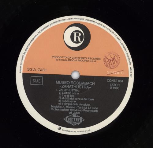 Museo Rosenbach Zarathustra Italian vinyl LP album (LP record) (776519)