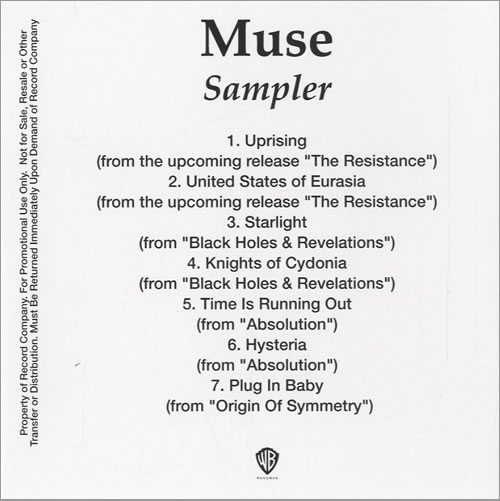 Muse Sampler US Promo CD-R acetate (527171)