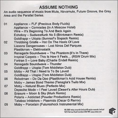Mute Label Assume Nothing UK Promo CD-R acetate (242161)