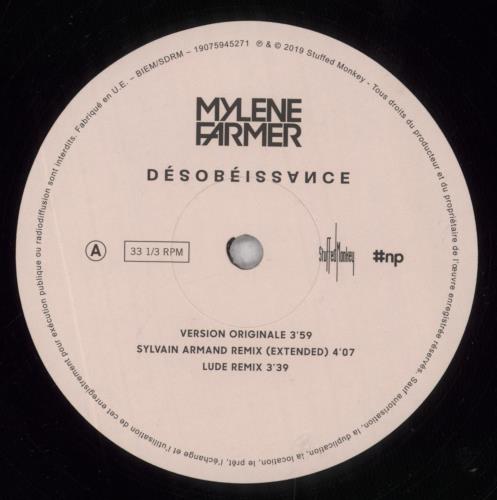 Mylene Farmer Désobéissance French 12" vinyl single (12 inch record / Maxi-single) (846562)