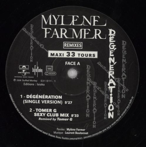 Mylene Farmer Degeneration French 12" vinyl single (12 inch record / Maxi-single) (846584)