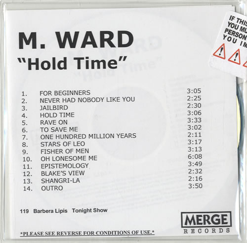 M Ward Hold Time US Promo CD-R acetate (473075)