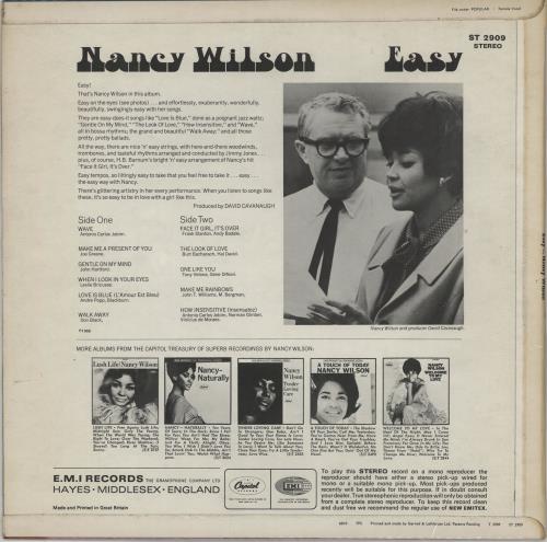 Nancy Wilson (Jazz) Easy UK vinyl LP album (LP record) (751174)