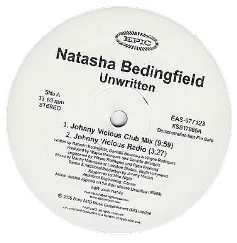 Natasha Bedingfield Unwritten US Promo 12" vinyl single (12 inch record ...