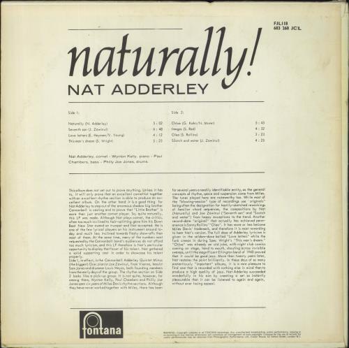 Nat Adderley Naturally! UK vinyl LP album (LP record) (564546)