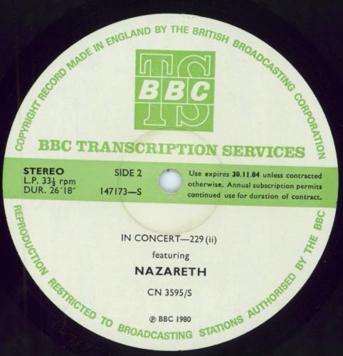 Nazareth In Concert 229 UK Promo vinyl LP album (LP record) (796635)