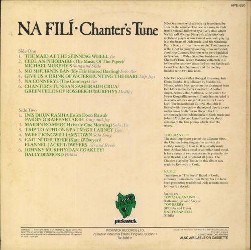 Na Filí Chanter's Tune Irish vinyl LP album (LP record) (826986)