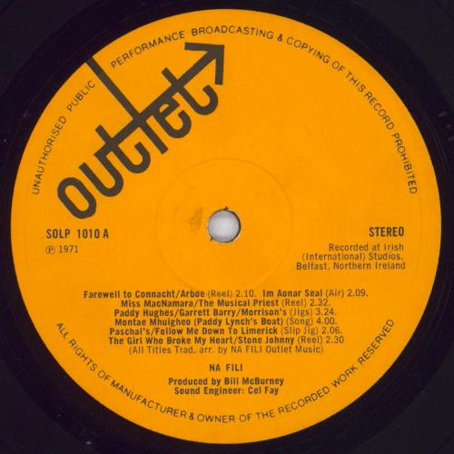Na Filí Farewell To Connacht Irish vinyl LP album (LP record) (827783)