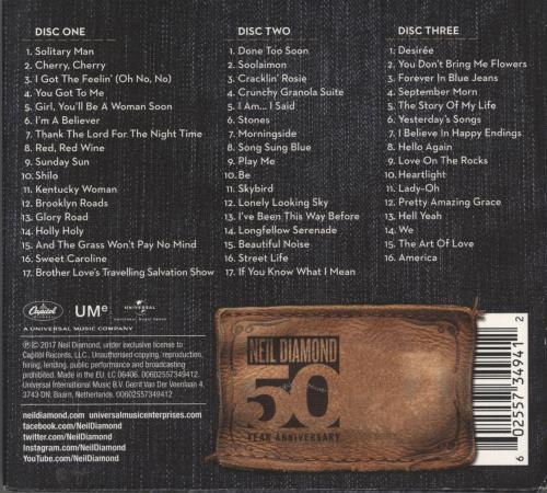 Neil Diamond 50th Anniversary Collection UK Promo 3-CD album set ...