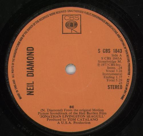 Neil Diamond Be UK Promo 7" vinyl single (7 inch record / 45) (866552)