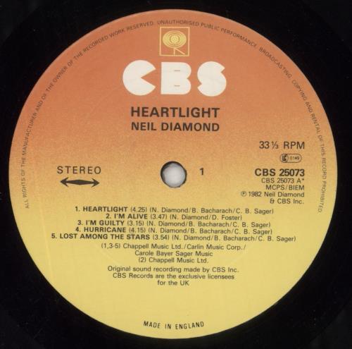 Neil Diamond Heartlight UK vinyl LP album (LP record) (245137)