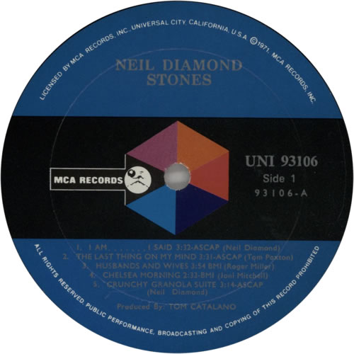Neil Diamond Stones US vinyl LP album (LP record) (282561)