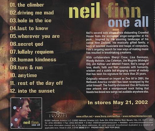 Neil Finn One All US Promo CD album (CDLP) (213593)