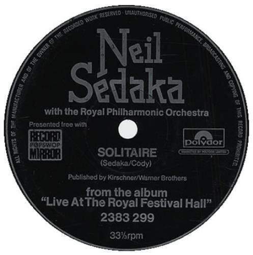 Neil Sedaka Solitaire - Flexi UK 7" vinyl single (7 inch record / 45 ...