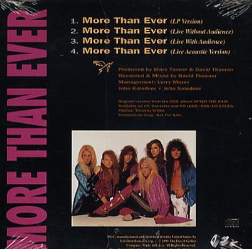 Nelson More Than Ever - Sealed US Promo CD single (CD5 / 5") (358816)