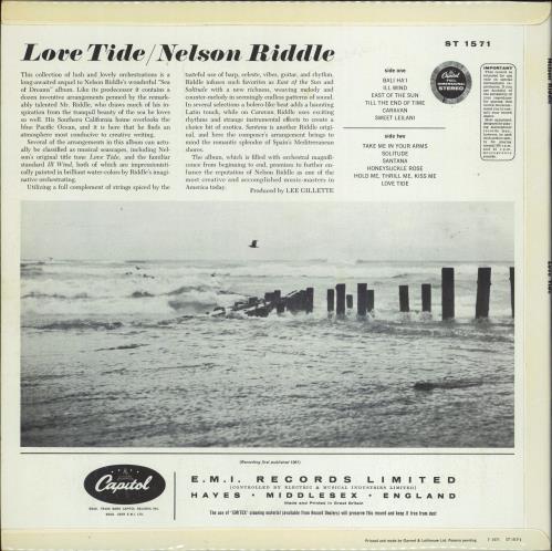 Nelson Riddle Love Tide UK vinyl LP album (LP record) (773950)