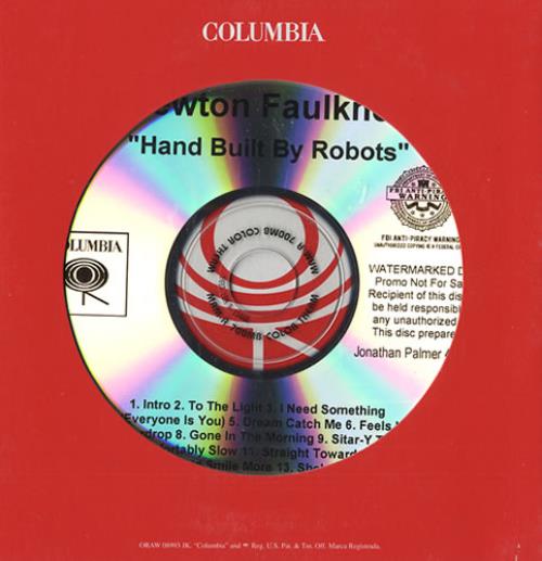 Newton Faulkner Hand Built By Robots US Promo CD-R acetate (440262)