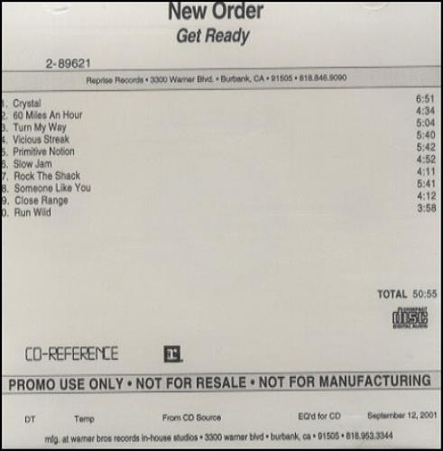 New Order Get Ready US CD-R acetate (439838)