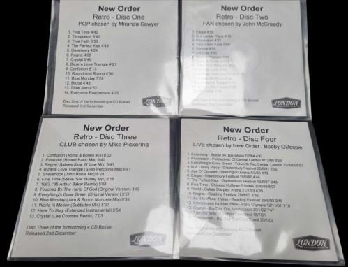 New Order Retro - 4 Discs UK Promo CD-R acetate (227686)