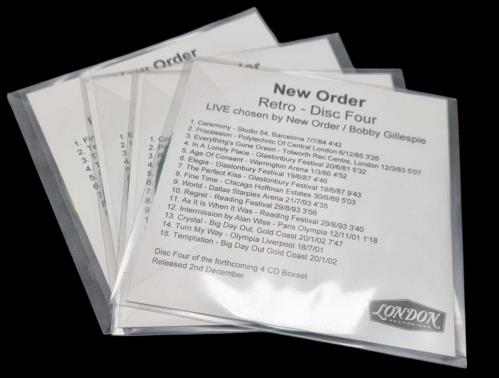 New Order Retro - 5 Discs UK Promo CD-R acetate (780333)
