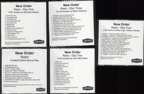 New Order Retro - 5 Discs UK Promo CD-R acetate (780333)