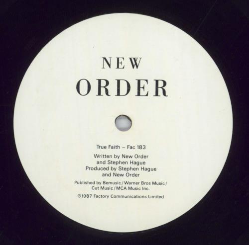 New Order True Faith - EX UK 12" vinyl single (12 inch record / Maxi ...