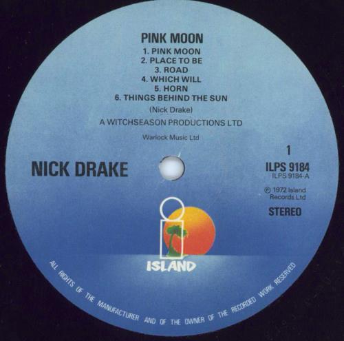 Nick Drake Pink Moon - Blue Label-negative inner UK vinyl LP album (LP ...