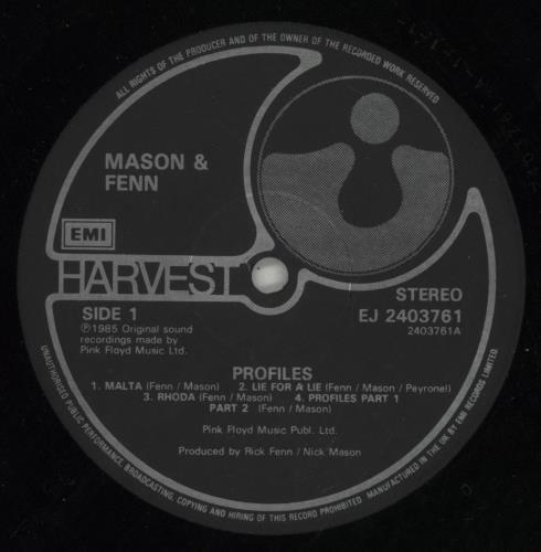 Nick Mason Profiles UK vinyl LP album (LP record) (80988)