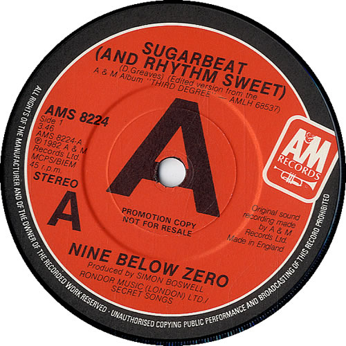 Nine Below Zero Sugarbeat UK Promo 7" vinyl single (7 inch record / 45) (588484)