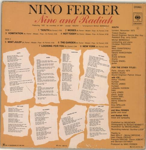 Nino Ferrer Nino And Radiah French vinyl LP album (LP record) (700559)
