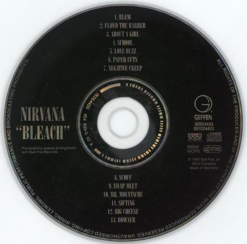 Nirvana (US) Bleach UK CD album (CDLP) (220303)