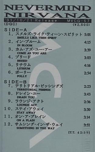Nirvana (US) Nevermind Japanese Promo cassette album (315398)