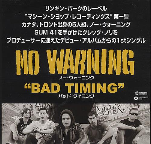 No Warning Bad Timing Japanese Promo CD single (CD5 / 5") (369083)