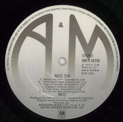 Nutz Nutz Too... UK vinyl LP album (LP record) (597513)