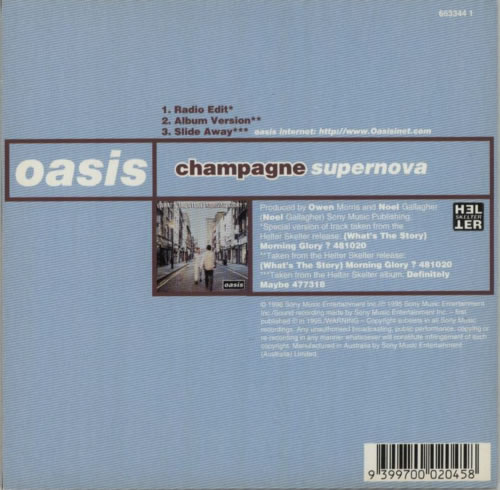 Oasis (UK) Champagne Supernova Australian CD single (CD5 / 5") (102425)