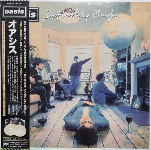 Oasis Definitely Maybe - Ivory Vinyl + Artwork Card Japanese 2-LP vinyl ...