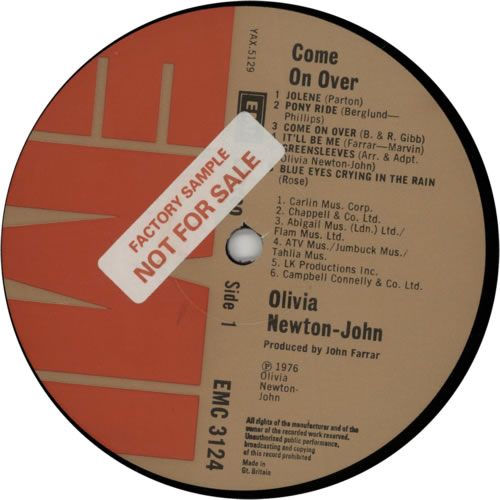 Olivia Newton John Come On Over - Factory Sample UK vinyl LP album (LP ...