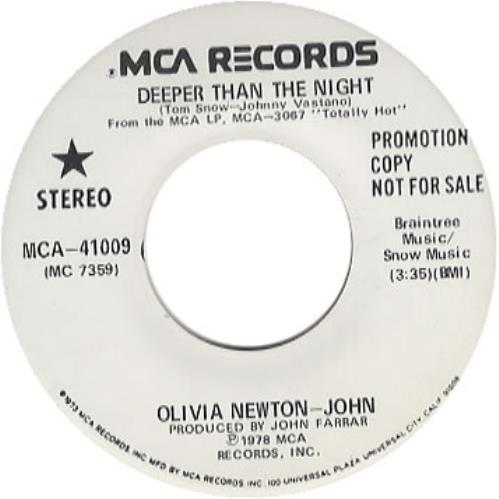 Olivia Newton John Deeper Than The Night - Double Single + Insert US ...