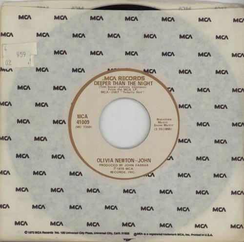 Olivia Newton John Deeper Than The Night US 7" vinyl single (7 inch ...