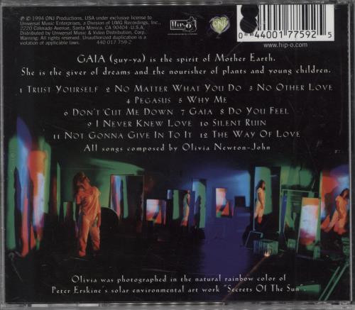 Olivia Newton John Gaia - One Womans Journey US CD single (CD5 / 5") (216652)