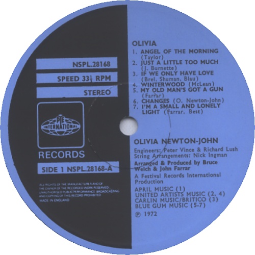 Olivia Newton John Olivia - Pale blue label UK vinyl LP album (LP ...