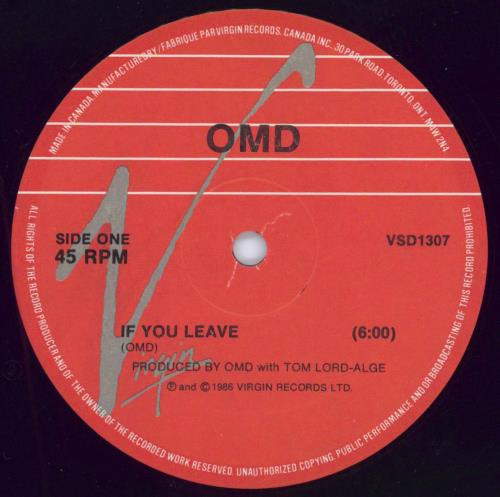 Orchestral Manoeuvres In The Dark If You Leave Canadian 12" vinyl ...