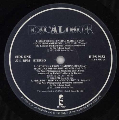 Original Soundtrack Excalibur UK vinyl LP album (LP record) (439895)