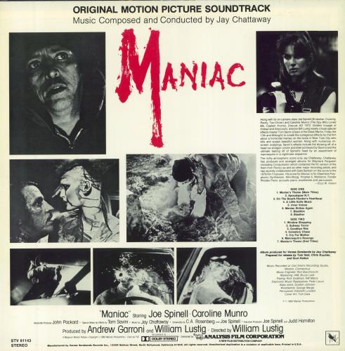Original Soundtrack Maniac US vinyl LP album (LP record) (813441)