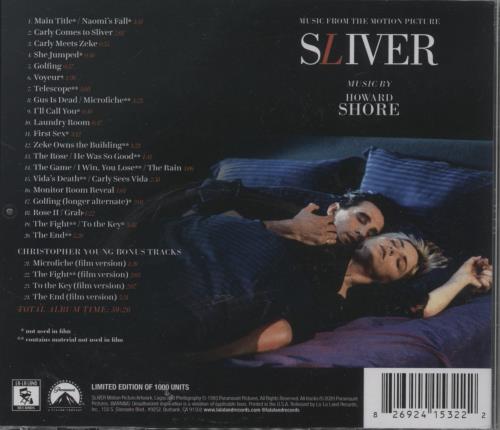 Original Soundtrack Sliver US Promo CD album (CDLP) (864840)