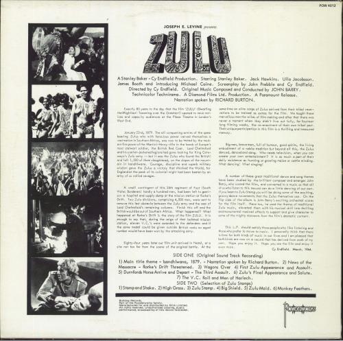 Original Soundtrack ZULU UK vinyl LP album (LP record) (808494)