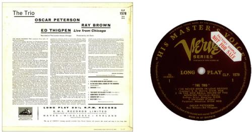 Oscar Peterson The Trio - First Issue - Factory Sample UK vinyl LP ...