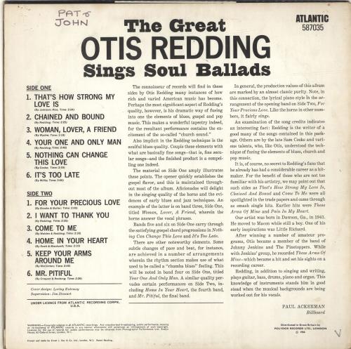 Otis Redding The Great Otis Redding Sings Soul Ballads - Ex UK vinyl LP album (LP record) (691174)