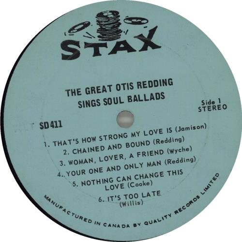 Otis Redding The Great Otis Redding Sings Soul Ballads Canadian vinyl LP album (LP record) (679764)